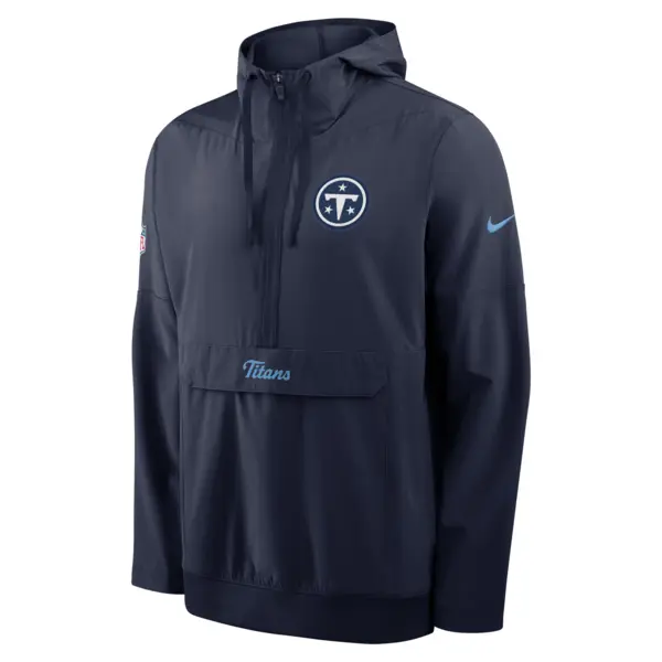 Nike Tennessee Titans Rivalries Collection Sideline Anorak Nfl 1/2-zip Hooded Jacket - Blue