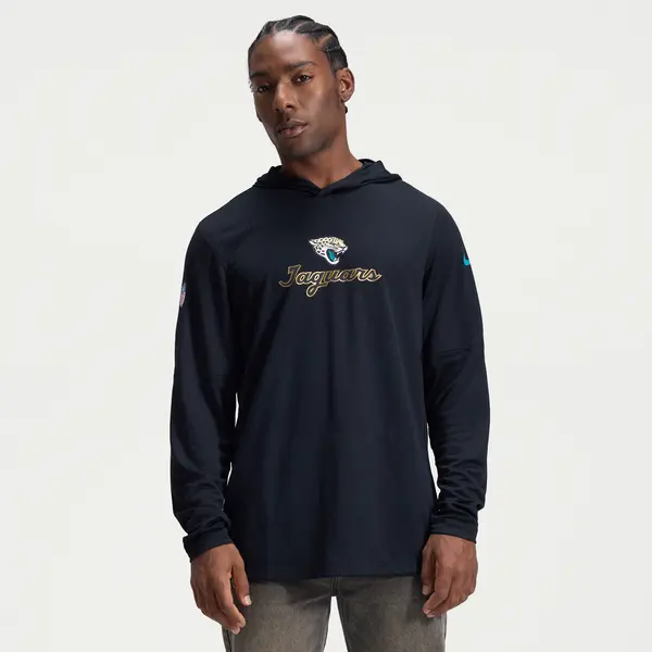 Nike Jacksonville Jaguars Rivalries Collection Sideline Dri-fit Nfl Long-sleeve Hooded Top - Black