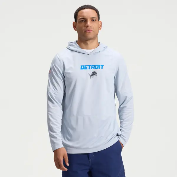 Nike Detroit Lions Rivalries Collection Sideline Dri-fit Nfl Long-sleeve Hooded Top - Grey