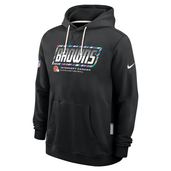 Nike Cleveland Browns Crucial Catch Sideline Standard Issue Dri-fit Nfl Pullover Hoodie - Black