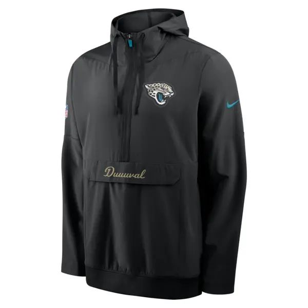 Nike Jacksonville Jaguars Rivalries Collection Sideline Anorak Nfl 1/2-zip Hooded Jacket - Black