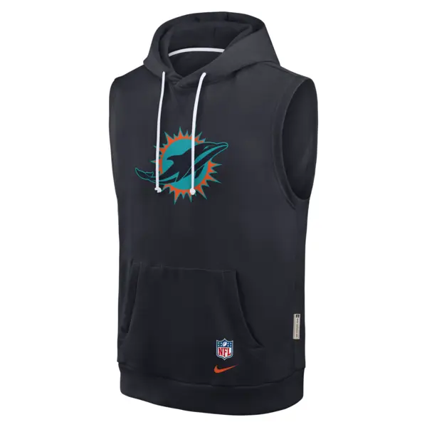 Nike Miami Dolphins Rivalries Collection Sideline Dri-fit Nfl Sleeveless Pullover Hoodie - Blue
