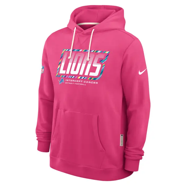 Nike Detroit Lions Crucial Catch Sideline Standard Issue Dri-fit Nfl Pullover Hoodie - Pink