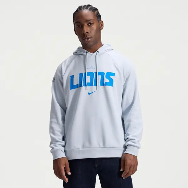 Nike Detroit Lions Rivalries Collection Primary Dri-fit Nfl Pullover Hoodie - Grey