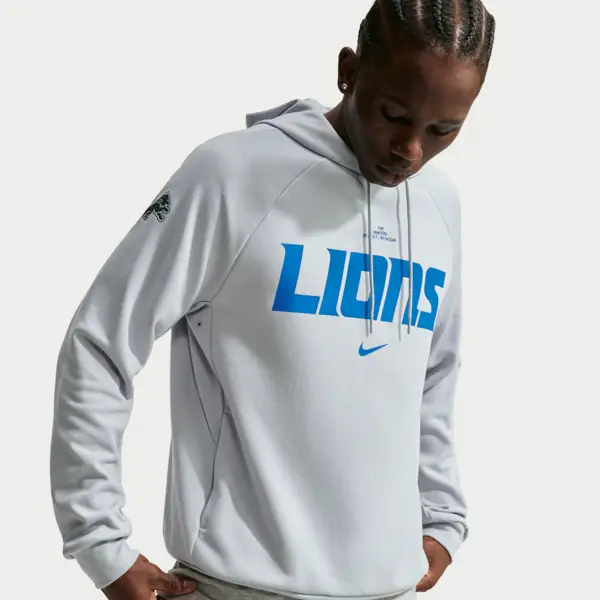 Nike Detroit Lions Rivalries Collection Primary Dri-fit Nfl Pullover Hoodie - Grey