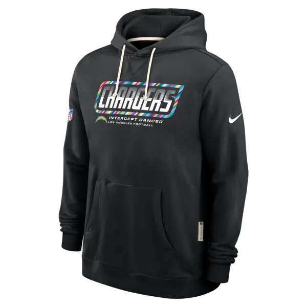 Nike Los Angeles Chargers Crucial Catch Sideline Standard Issue Dri-fit Nfl Pullover Hoodie - Black