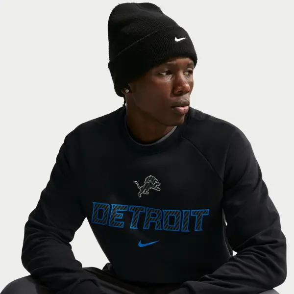 Nike Detroit Lions Rivalries Collection Primary Dri-fit Nfl Pullover Crew - Black