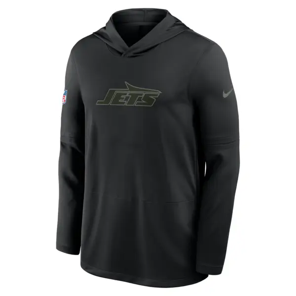 Nike New York Jets Rivalries Collection Sideline Dri-fit Nfl Long-sleeve Hooded Top - Black