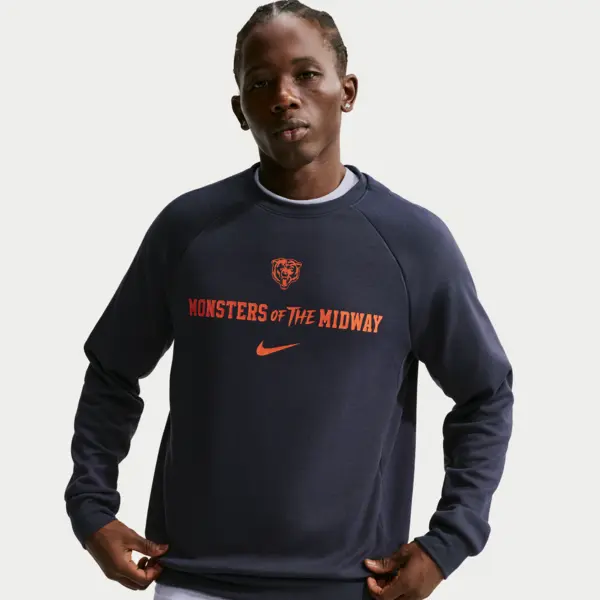 Nike Chicago Bears Rivalries Collection Primary Dri-fit Nfl Pullover Crew - Blue