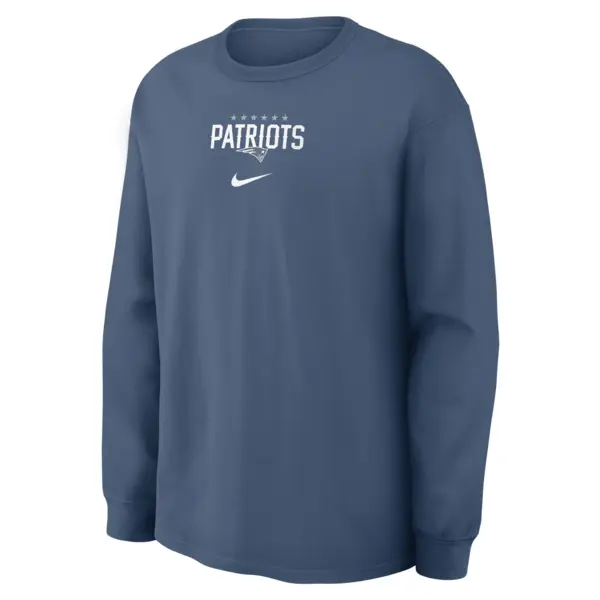 Nike New England Patriots Rivalries Collection Max90 Nfl Long-sleeve T-shirt - Blue