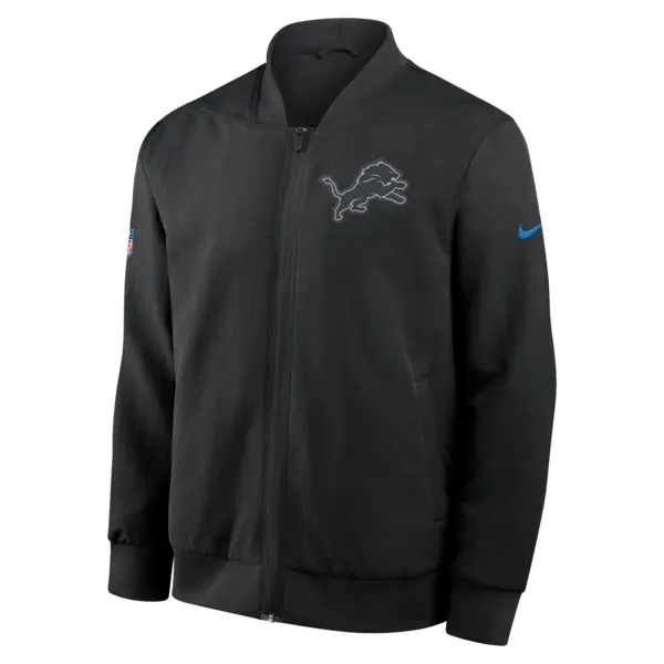 Nike Detroit Lions Rivalries Collection Sideline Nfl Full-zip Bomber Jacket - Black