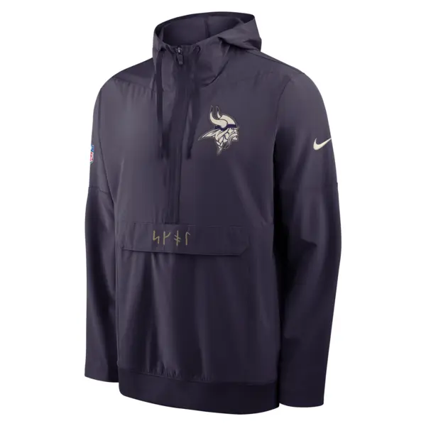 Nike Minnesota Vikings Rivalries Collection Sideline Anorak Nfl 1/2-zip Hooded Jacket - Purple
