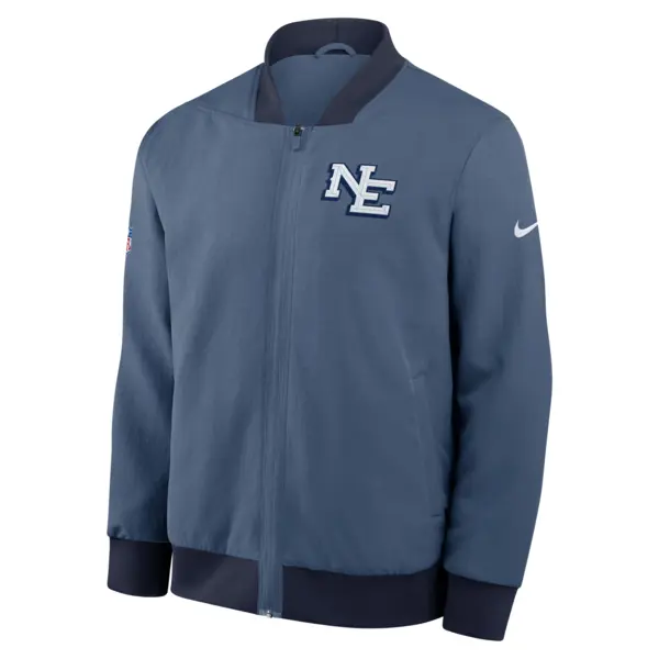Nike New England Patriots Rivalries Collection Sideline Nfl Full-zip Bomber Jacket - Blue