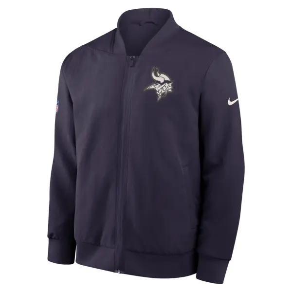 Nike Minnesota Vikings Rivalries Collection Sideline Nfl Full-zip Bomber Jacket - Purple