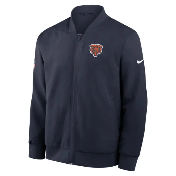 Nike Chicago Bears Rivalries Collection Sideline Nfl Full-zip Bomber Jacket - Blue