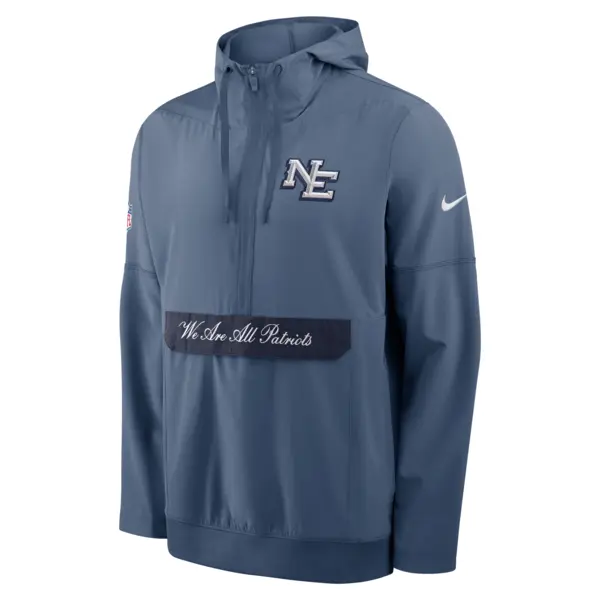 Nike New England Patriots Rivalries Collection Sideline Anorak Nfl 1/2-zip Hooded Jacket - Blue