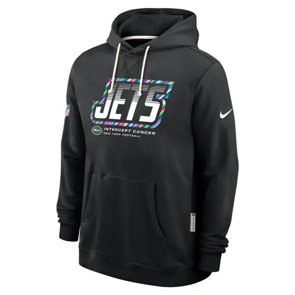 Nike New York Jets Crucial Catch Sideline Standard Issue Dri-fit Nfl Pullover Hoodie - Black