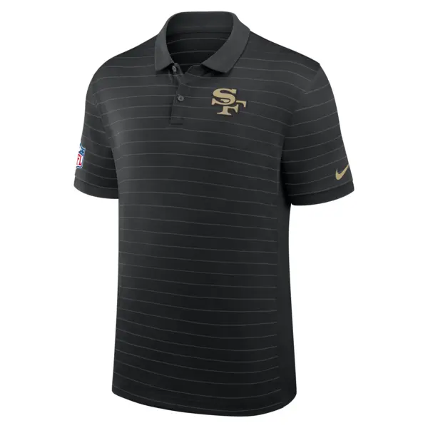 Nike San Francisco 49ers Rivalries Collection Sideline Victory Striped Dri-fit Nfl Polo - Black