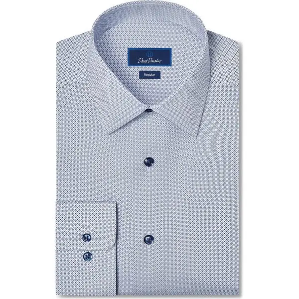 David Donahue Regular Fit Micro Geometric Print Dress Shirt
