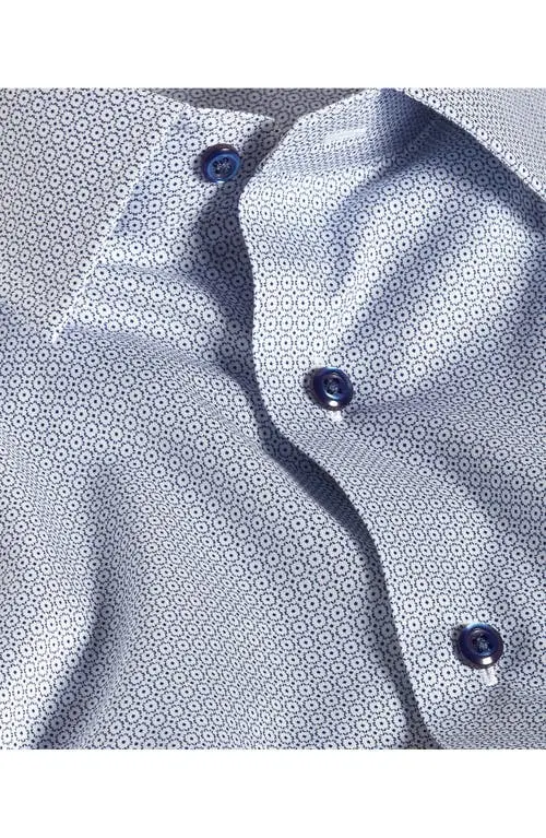 David Donahue Regular Fit Micro Geometric Print Dress Shirt