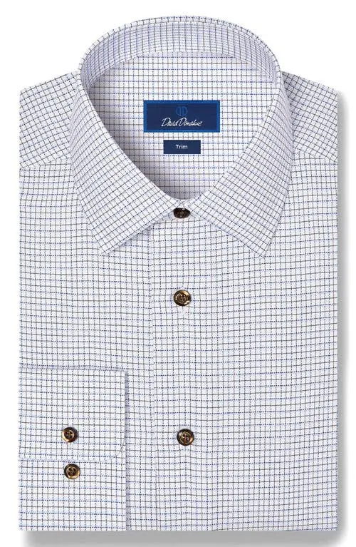David Donahue Trim Fit Dobby Check Dress Shirt