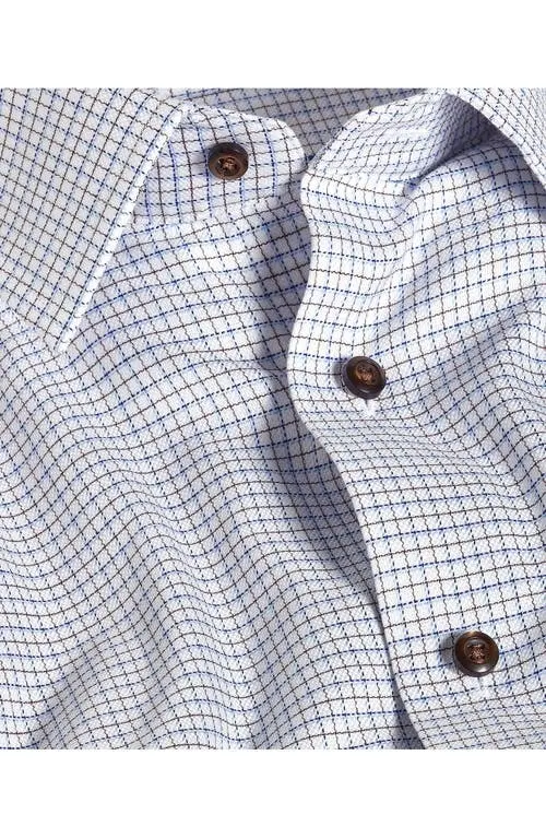 David Donahue Trim Fit Dobby Check Dress Shirt