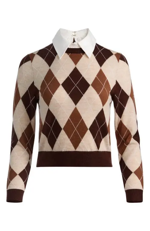 Alice + Olivia Grace Shrunken Houndstooth Sweater