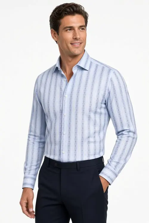 MASUTTO Vinicio Print Button-up Long Sleeve Shirt - Blue