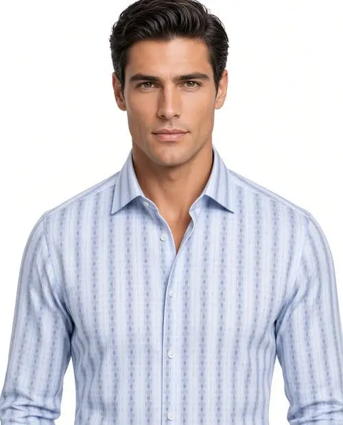 MASUTTO Vinicio Print Button-up Long Sleeve Shirt - Blue