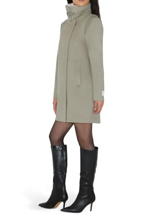 Soia & Kyo Kiana Mixed Media Wool Blend & Leather Coat