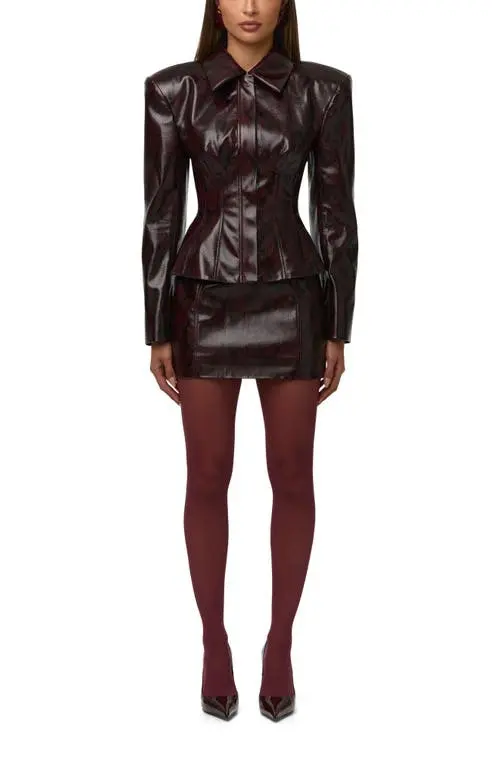 Naked Wardrobe Python Embossed Faux Leather Miniskirt