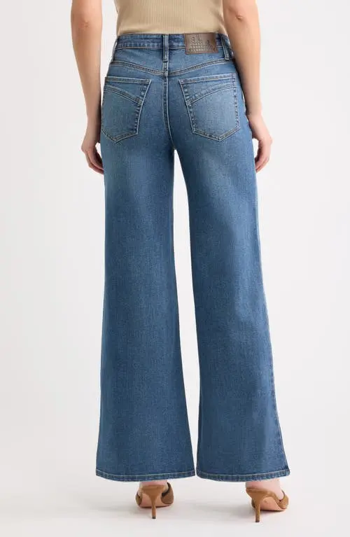 CITY BLUES Stud Embroidered Wide Leg Jeans
