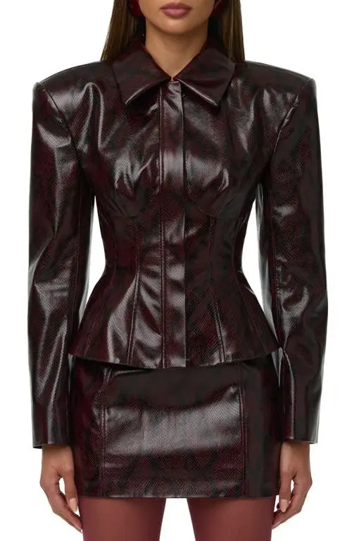 Naked Wardrobe Python Embossed Faux Leather Blazer