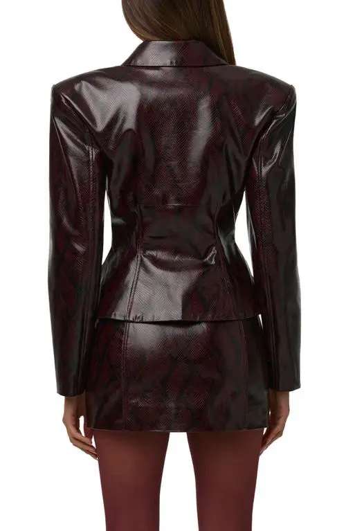 Naked Wardrobe Python Embossed Faux Leather Blazer