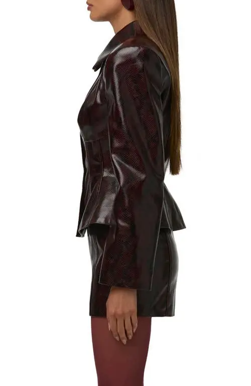 Naked Wardrobe Python Embossed Faux Leather Blazer