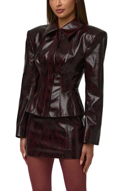 Naked Wardrobe Python Embossed Faux Leather Blazer