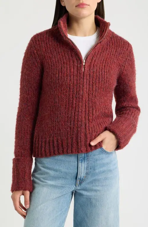 24COLOURS Front Zip Cardigan - Bordeaux