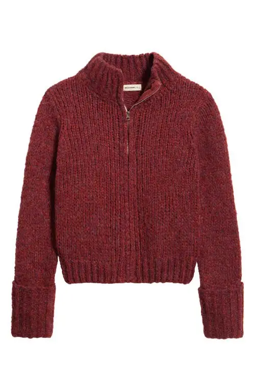 24COLOURS Front Zip Cardigan - Bordeaux