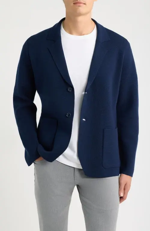 Nordstrom Navy Merino Wool Blend Sweater Knit Blazer
