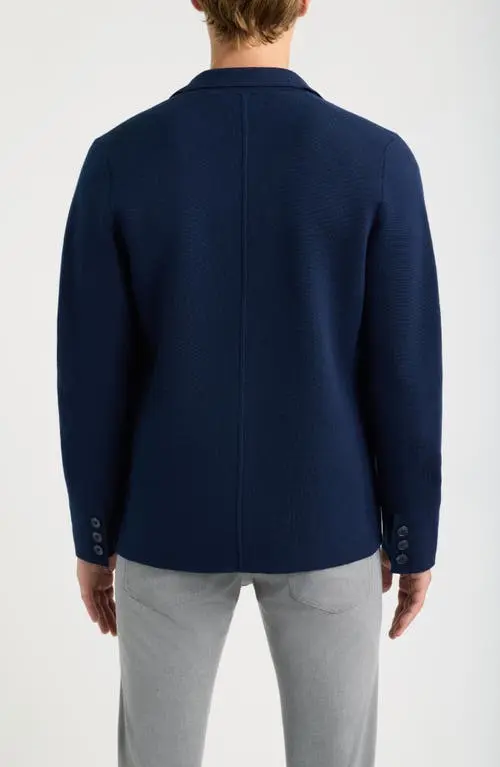 Nordstrom Navy Merino Wool Blend Sweater Knit Blazer