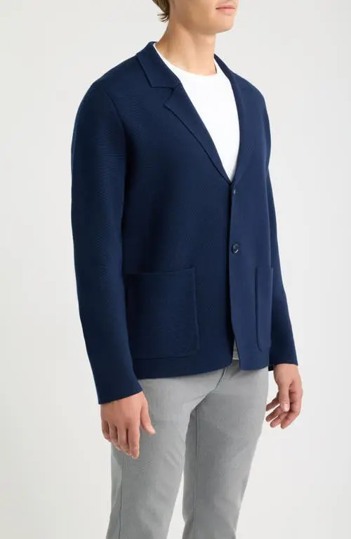Nordstrom Navy Merino Wool Blend Sweater Knit Blazer
