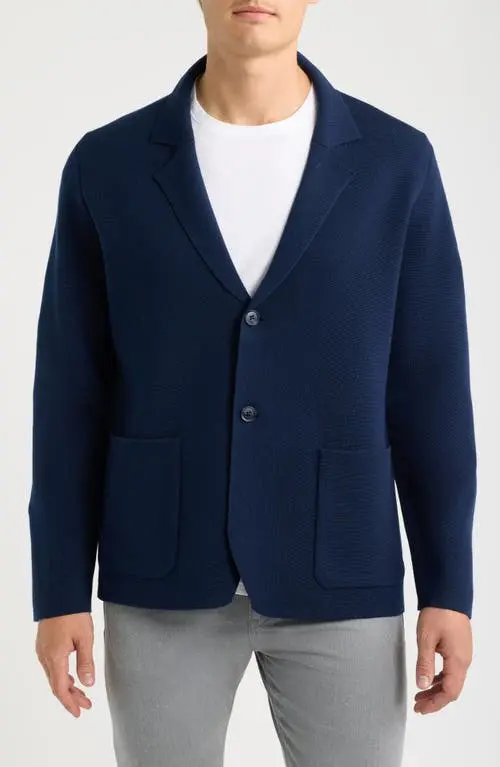 Nordstrom Navy Merino Wool Blend Sweater Knit Blazer