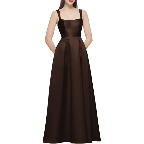 Alfred Sung Lyssa Sleeveless Matte Satin Gown