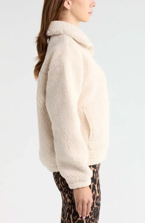 Zella Haven Faux Shearling Zip Front Jacket - Ivory Birch
