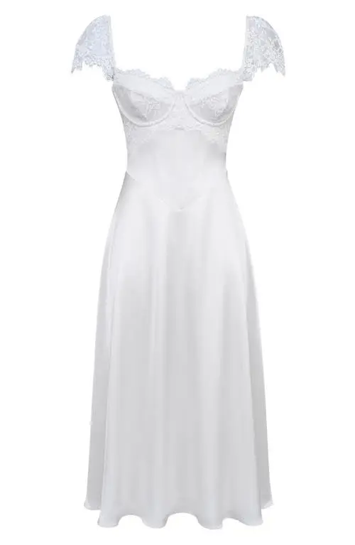 House Of Cb Selena Satin & Lace Midi Dress