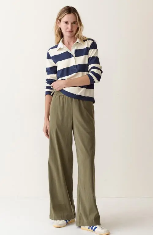 Marine Layer Allison Pull-on Wide Leg Side Stripe Pants - Olive