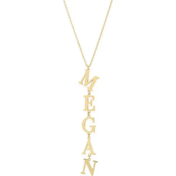 THE SIS KISS Custom Vertical Name Pendant Necklace - Gold