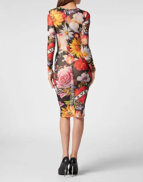 Philipp Plein Long Dress Love Flowers