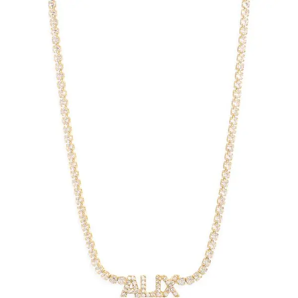 THE SIS KISS Custom Nameplate Crystal Tennis Chain Necklace - Gold