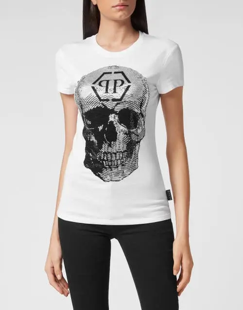 Philipp Plein T-shirt Sexy Pure Fit Skull With Crystals - White